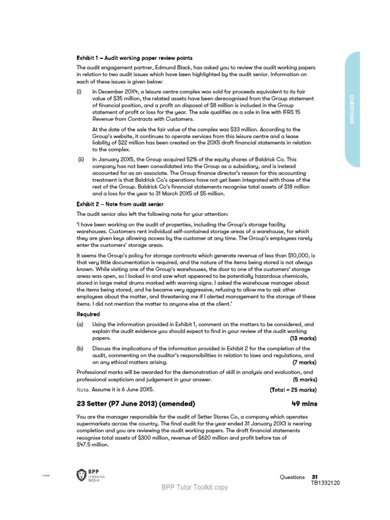 Sprintclass Mock - Q2 | PDF | Audit | Fair Value