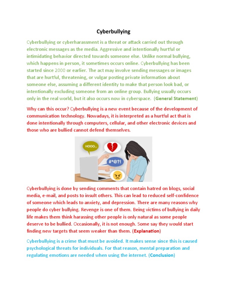Cyberbullying social explanation text | PDF | Cyberbullying | Bullying
