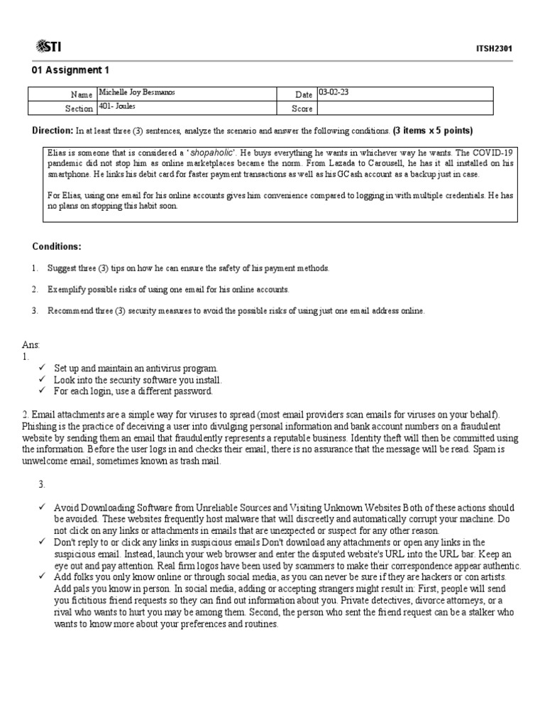 01 Assignment 13-1 Michelle | PDF | Computer Virus | Cyberspace