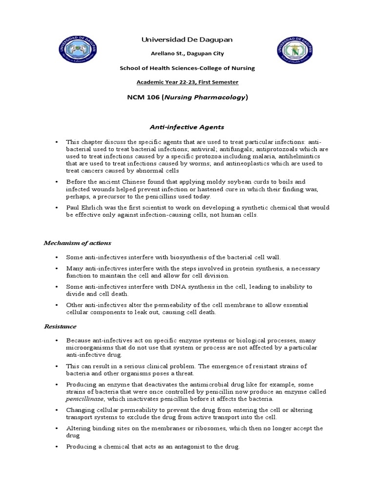NCM 106 Antibacterial | PDF | Infection | Penicillin