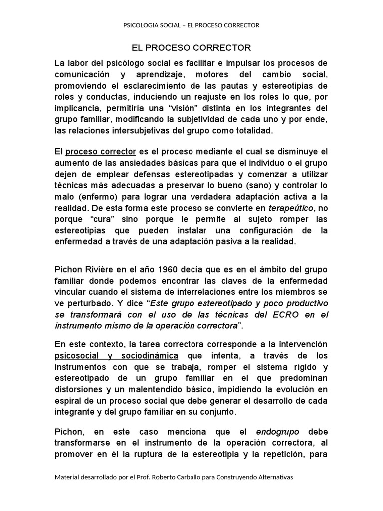 El Proceso Corrector | PDF | Psicología Social | Sicología