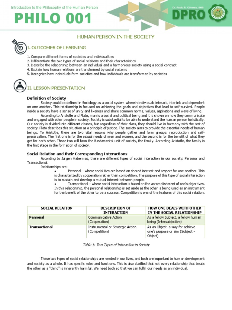 Philo 001 Module 7 | PDF | Identity (Social Science) | Society
