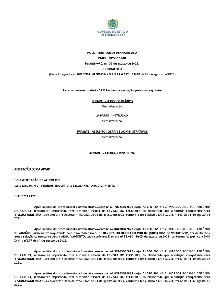 SEI - GOVPE - 26977774 - PMPE - Boletim Interno PDF | PDF