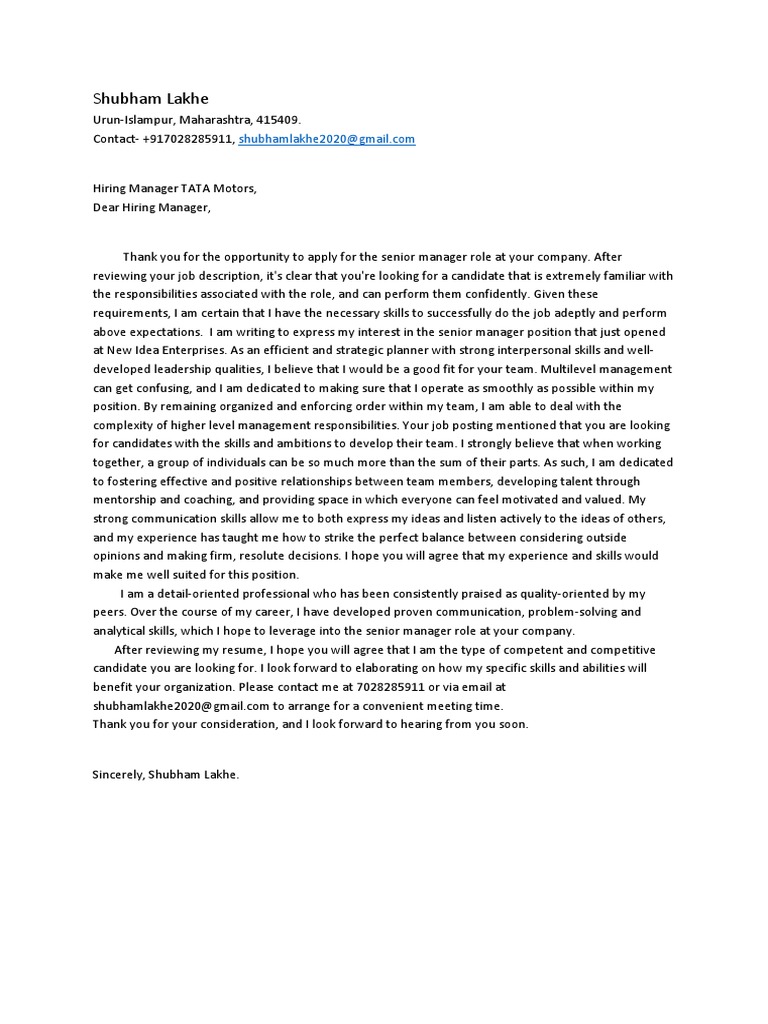 Cover Letter | PDF | Social Psychology | Cognition