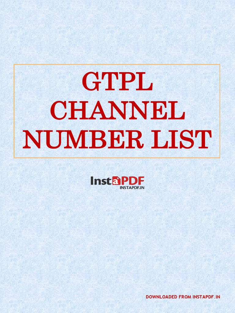 GTPL - Channel Mumber List | PDF | Television | Broadcasting