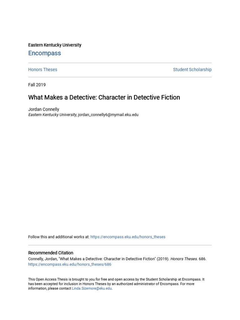 Detective Fiction: Character Analysis Thesis | PDF | Detective Fiction ...