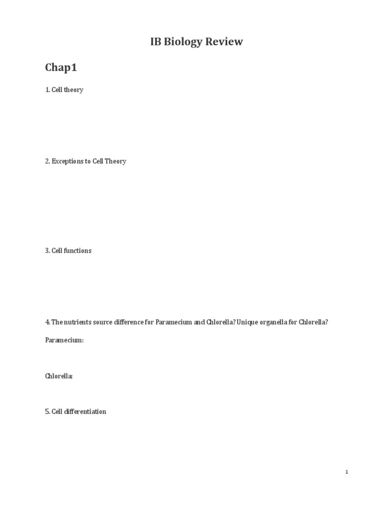 G11 Biology chap1 3 - 知识点整理和默写卷 | PDF | Cell (Biology) | Ploidy