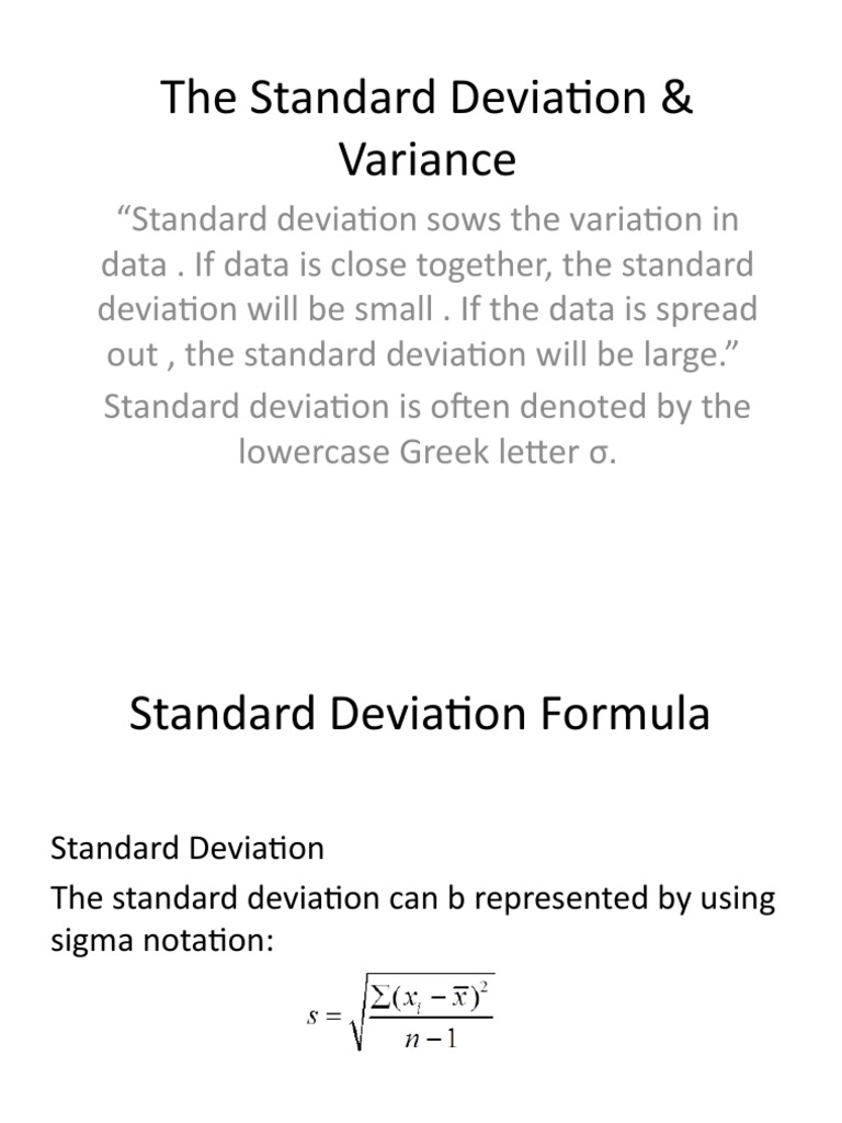 The Standard Deviation And Variance Seris Slides Pdf