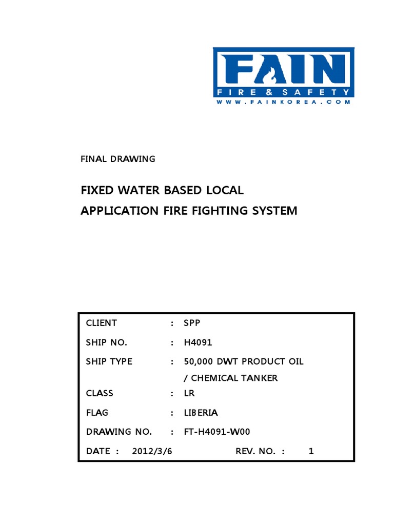 Fixed Water Based Local Application Fire Fighting System: Final Drawing ...