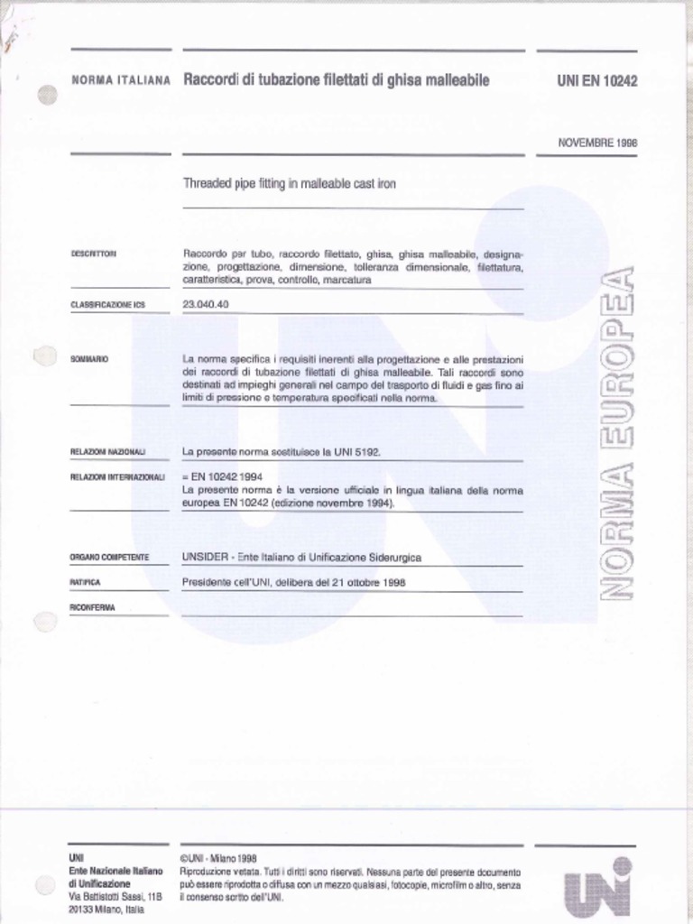 En 10242-1998 | PDF