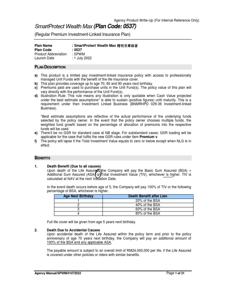 Smart Protect Wealth Max | PDF | Insurance | Valuation (Finance)