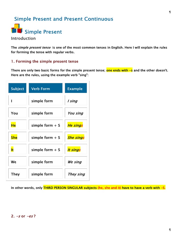 UVIC SIMPLE PRESENT and PRES. CONT. COMPLETE NATIMUS | PDF