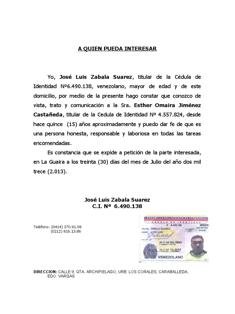 A Quien Pueda Interesar | PDF