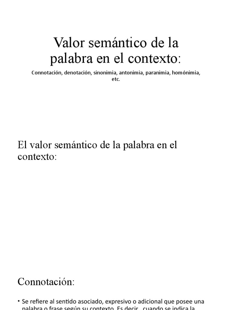 Valor Semantico de La Palabra en El Contexto | PDF
