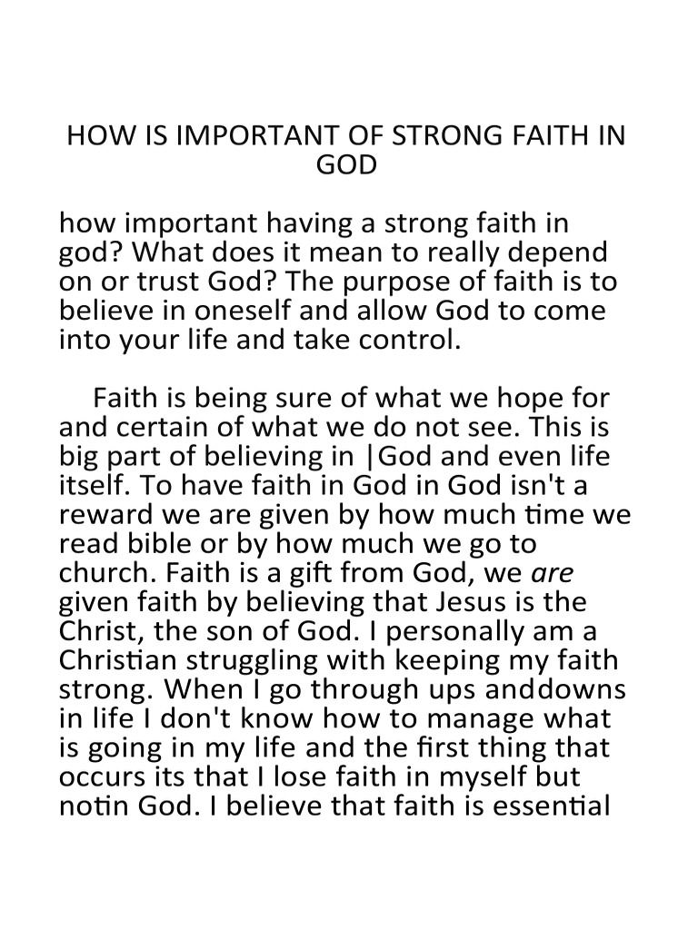 HOW IS IMPORTANT OF STRONG FAITH IN GOD em em | PDF | Faith | God