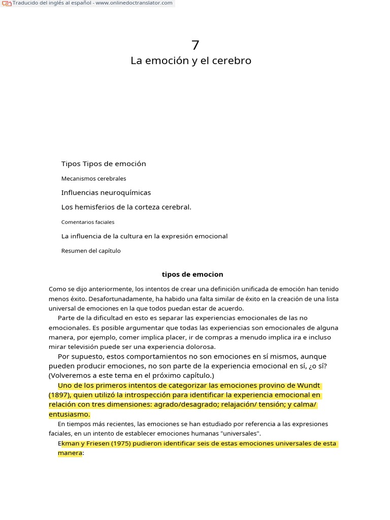 1 Motivation and Emotion Philip Gorman Cap 7.en - Es | PDF | Las emociones | Cerebro