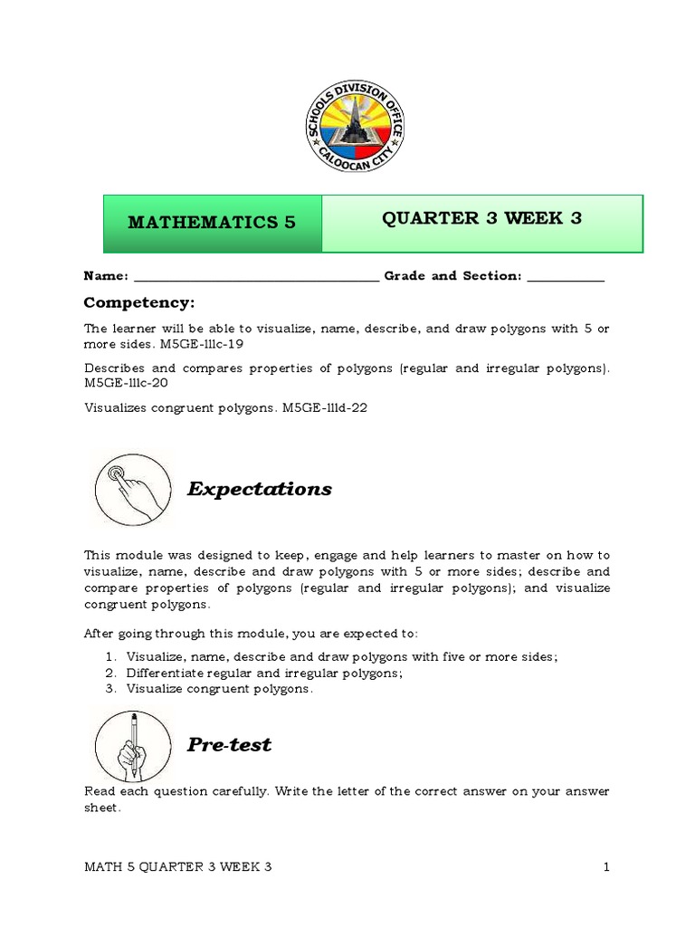 Math 5 Q3 Week 3 | PDF | Shape | Polygon