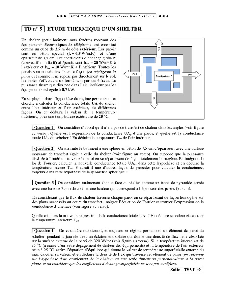 TD02 Conduction Shelter Enoncé Et Corrigé PDF | PDF | Conduction ...