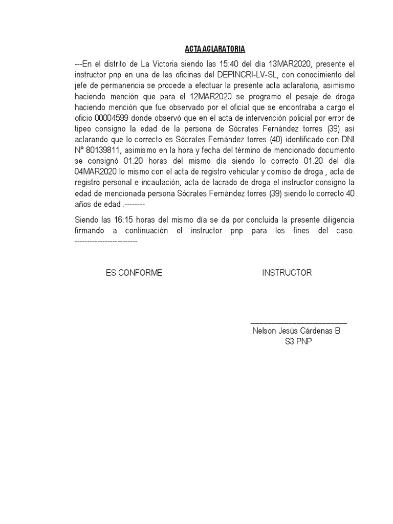 Acta Aclaratoria | PDF Acta Aclaratoria | PDF