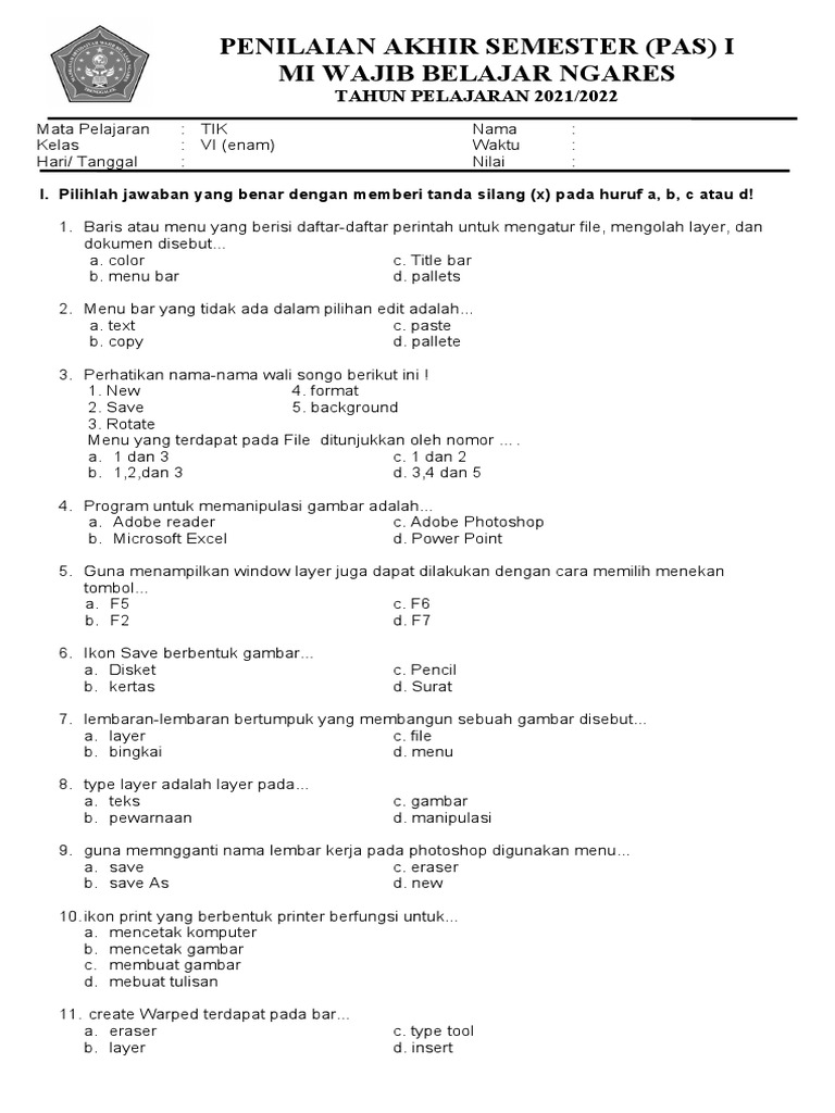 Soal Tik KLS 6 | PDF