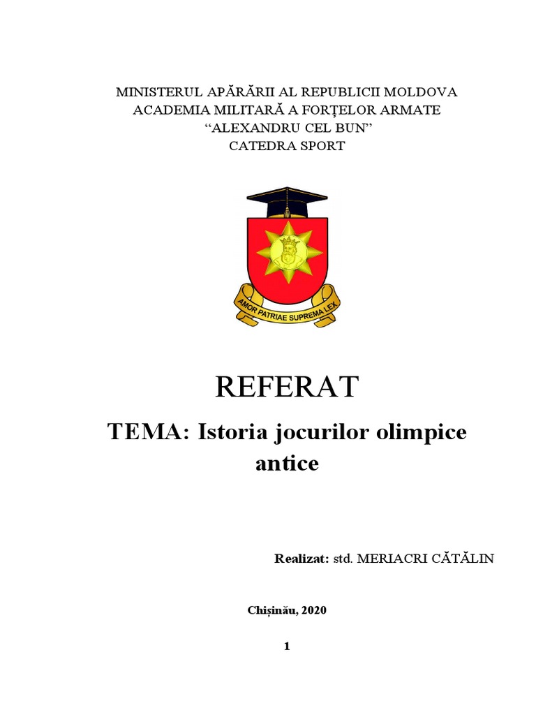 Referat: TEMA: Istoria Jocurilor Olimpice Antice | PDF