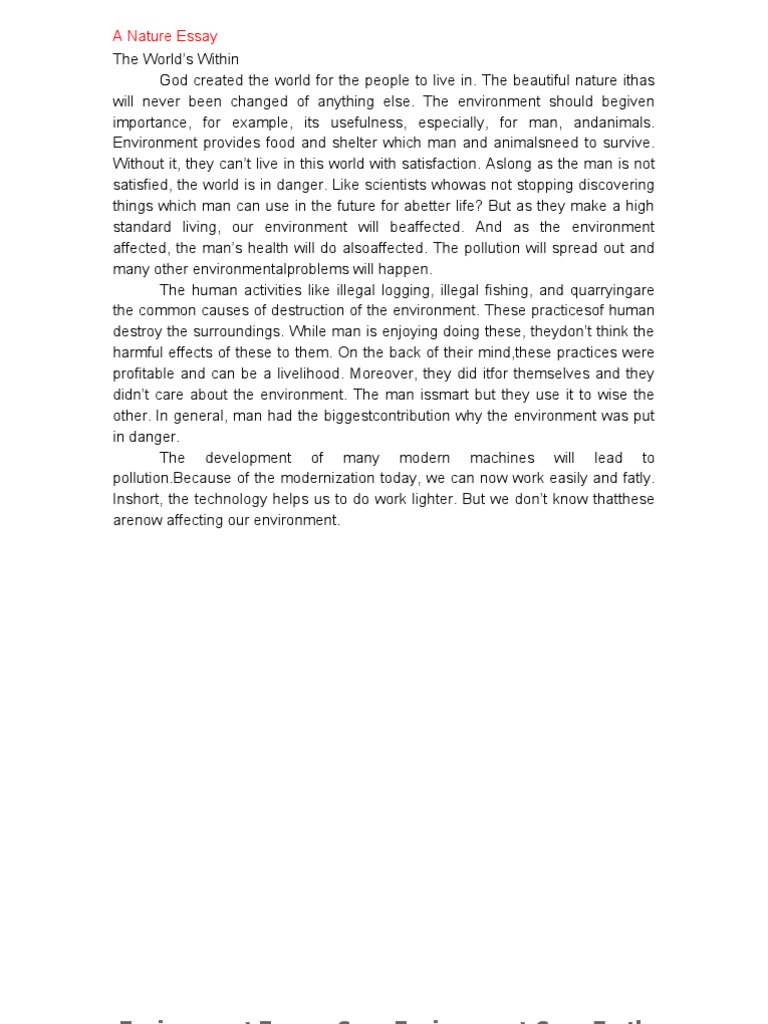A Nature Essay | PDF | Natural Environment | Environmental Degradation