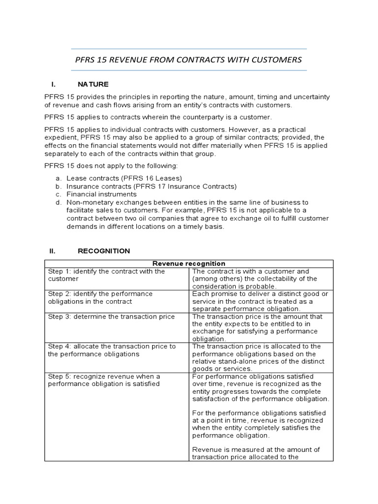 Pfrs 15 Revenue From Contracts With Customers | PDF | Cost | Prices