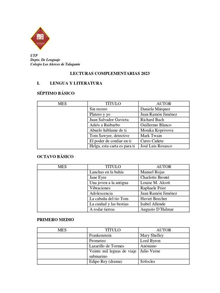 Lecturas Complementarias 2023 | PDF | Escritores