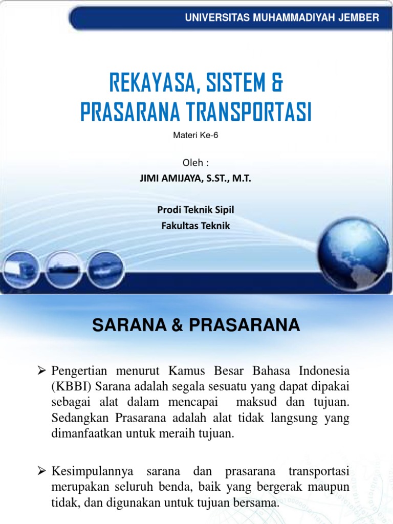 Materi 6 Rekayasa Sistem Prasarana Transportasi Pdf