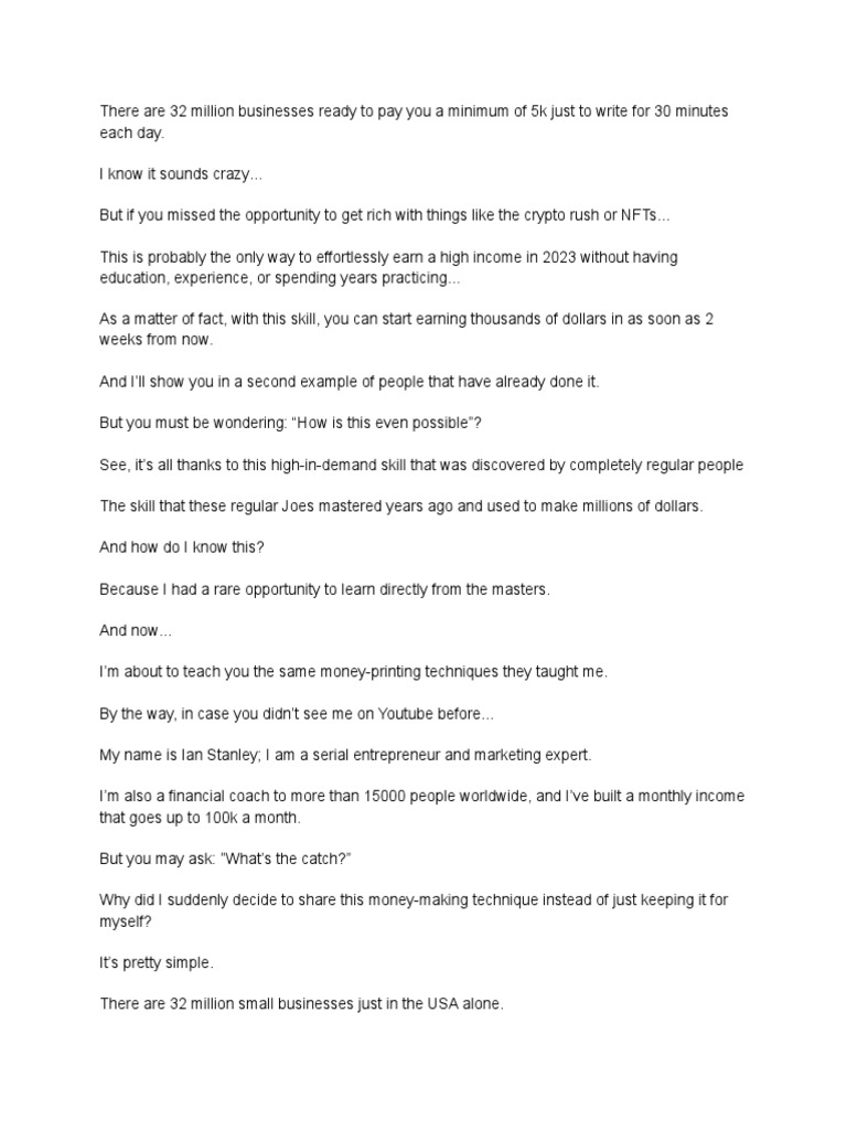 Biz Op Ian Stanley YT Script | PDF