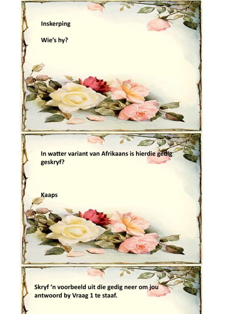 Inskerping Wie's Hy | PDF