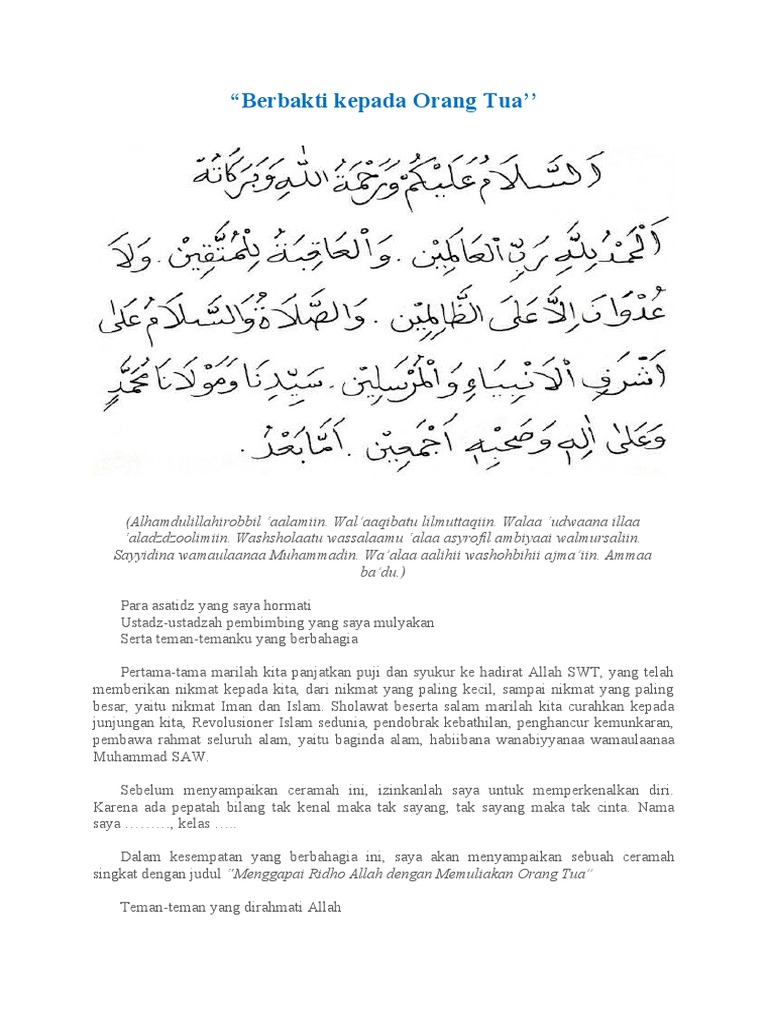 Berbakti Kepada Orang Tua | PDF