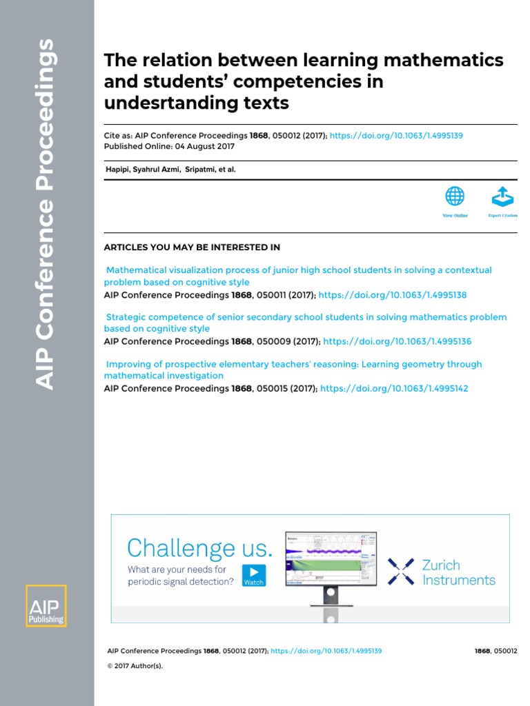 (Hapipi, Et Al) The Relationship Between Learning Mathematics and Students' Competencies in ...