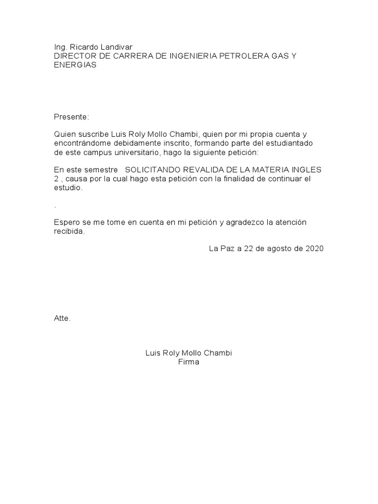 Solicitud de Revalida Ingles 2 | PDF