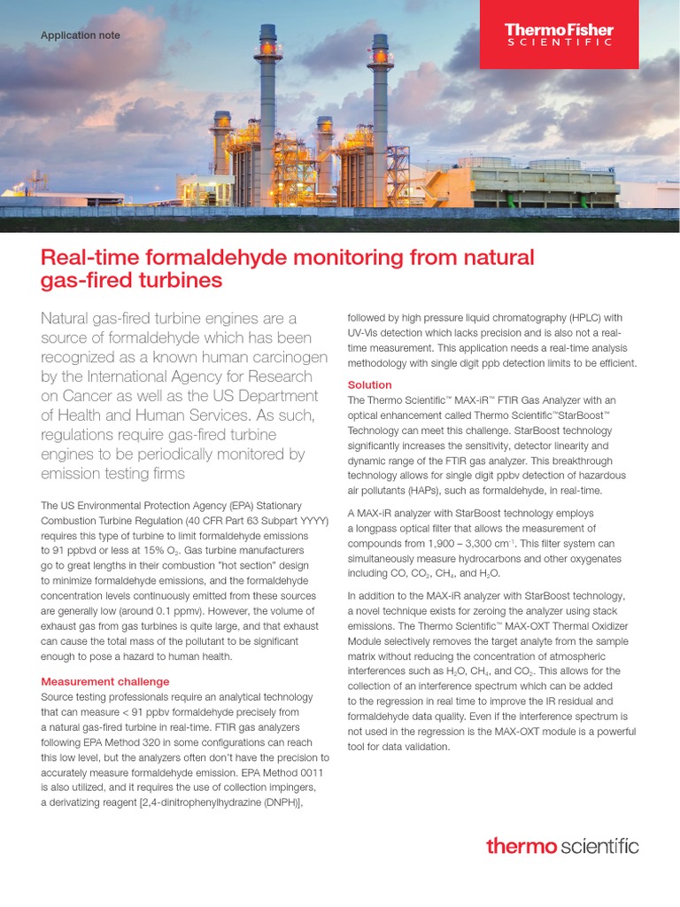 Real Time Formaldehyde Monitoring Gas Fired Turbines en An53607 | PDF ...