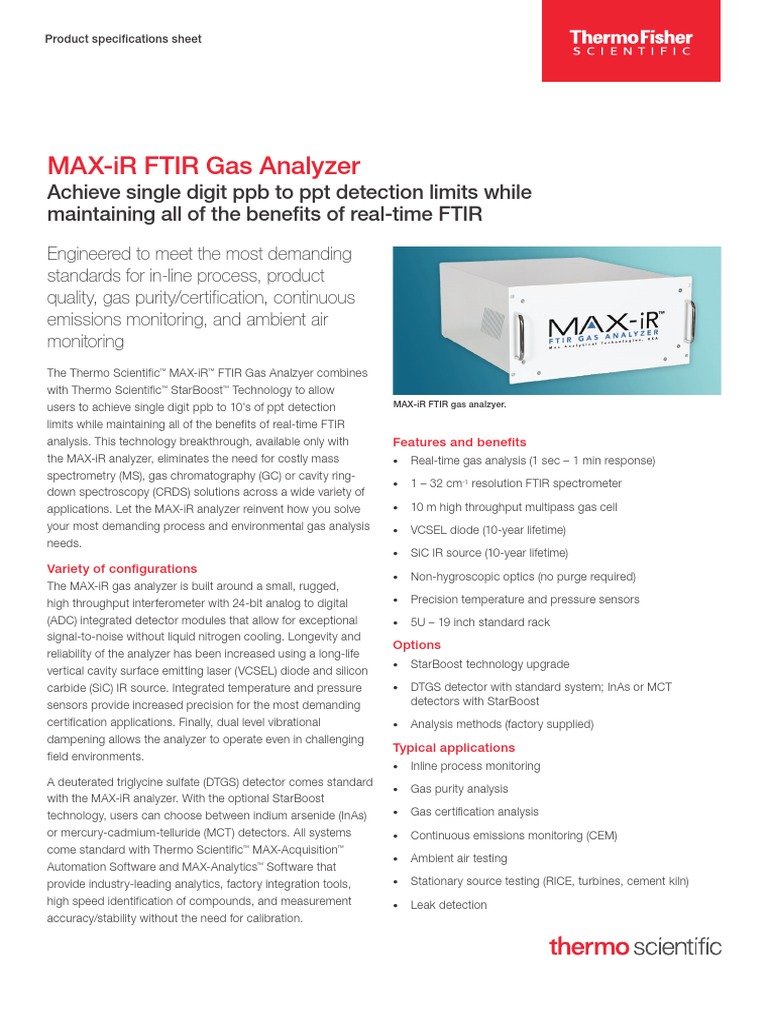 MAX-iR FTIR Gas Analyzer | PDF | Sensor | Infrared