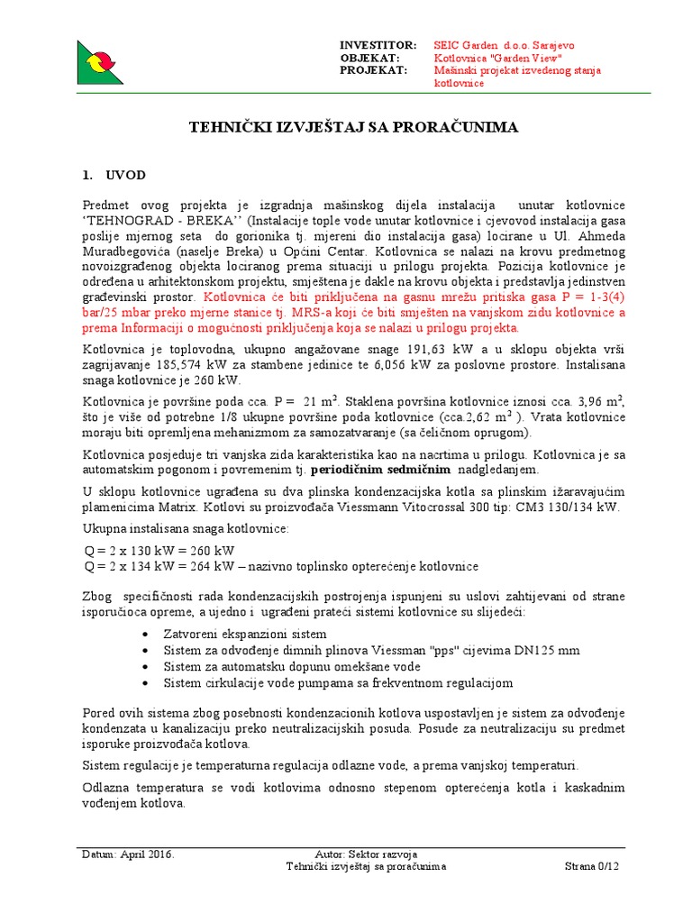 Tehnicki Izvjestaj Tehnograd | PDF