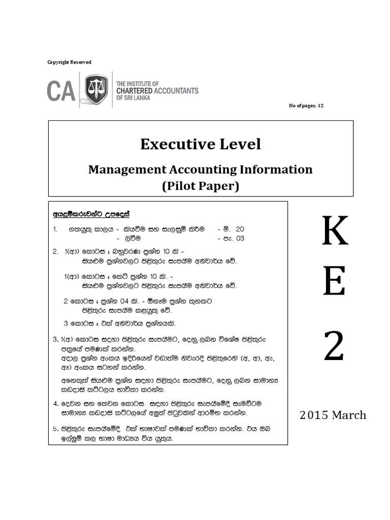 Ke 2 Pilot Paper Si | PDF