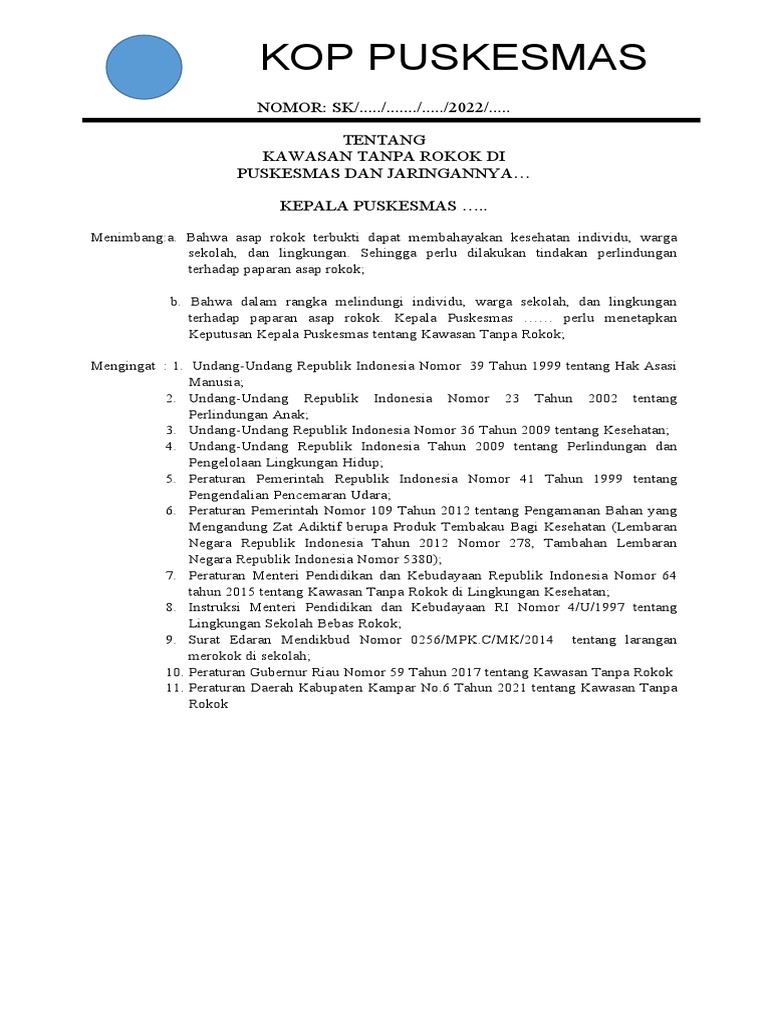 Contoh Format SK KTR Puskesmas-1 | PDF