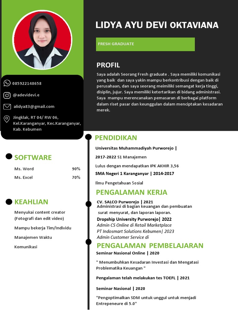 CV LIDYA AYU DEVI OKTAVIANA Edit 2023 PDF | PDF
