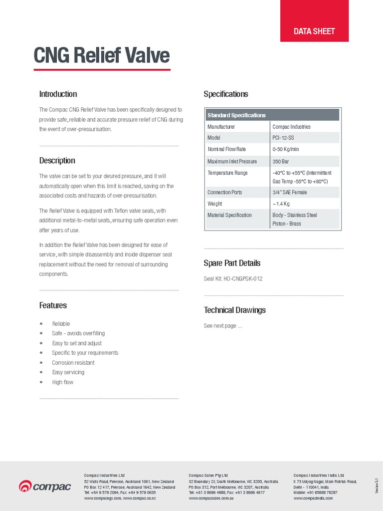 CNG Relief Valve v5.1 PDF | PDF | Valve | Chemical Engineering