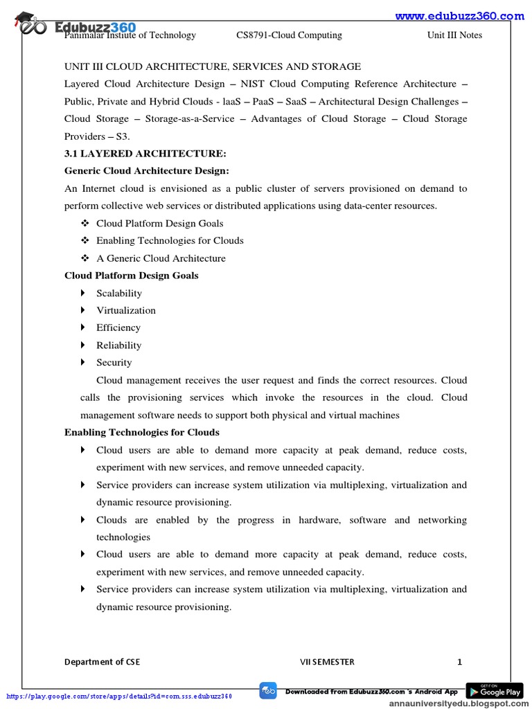 Cloud Computing Unit III Overview | PDF | Cloud Computing | Software As A Service