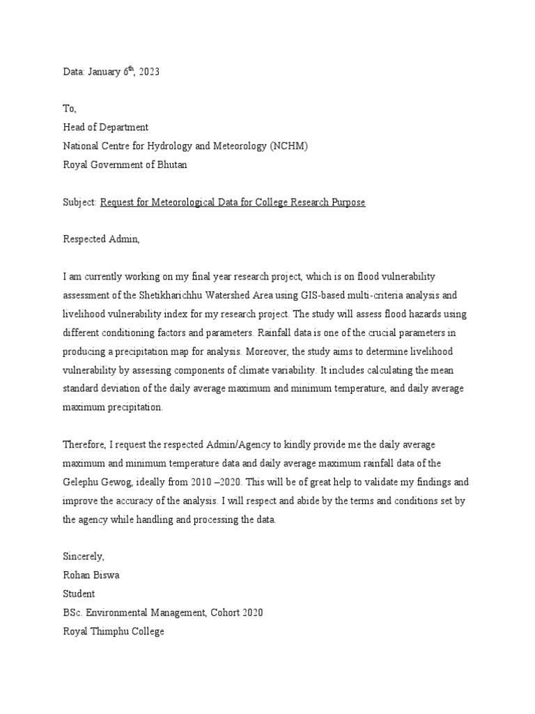 Data Request Letter | PDF