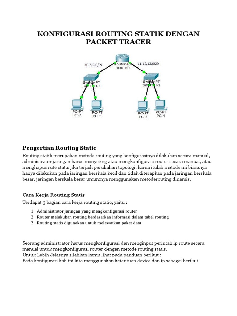 Konfigurasi Routing Static Cisco Packet Tracer (Gui) #1 PDF | PDF