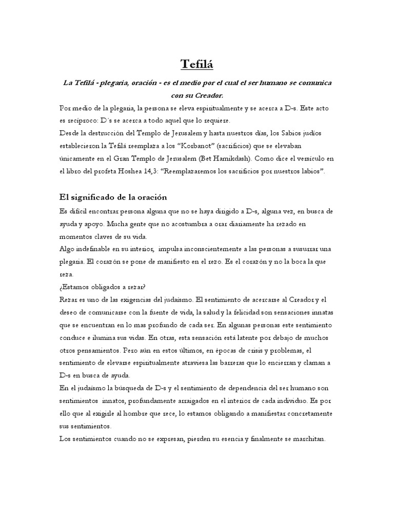 La Tefilá: Conexión Espiritual Judía | PDF | Oración | Tora
