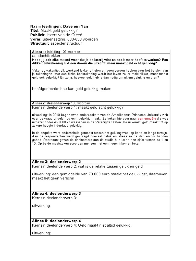 Bouwplan 4VWO Uiteenzetting | PDF