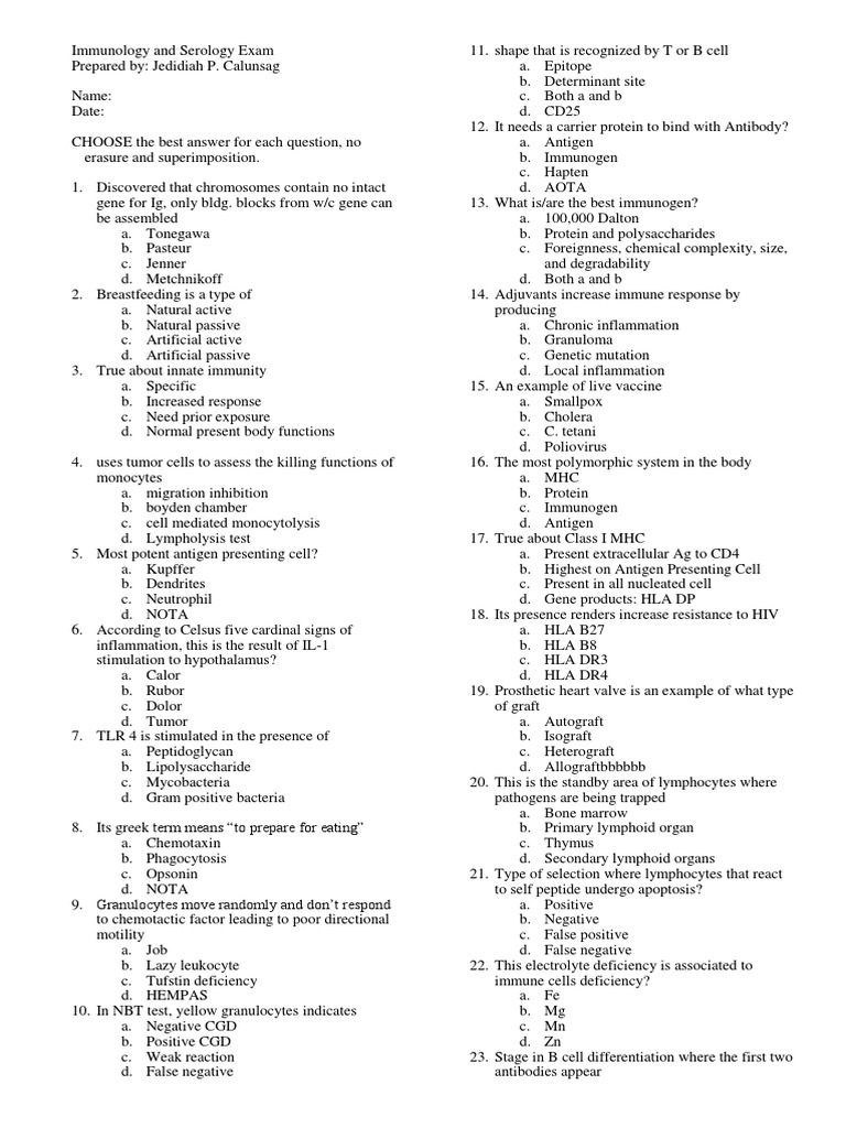 Immunology and Serology Exam Review: A Comprehensive Study Guide for Key Concepts and Multiple ...