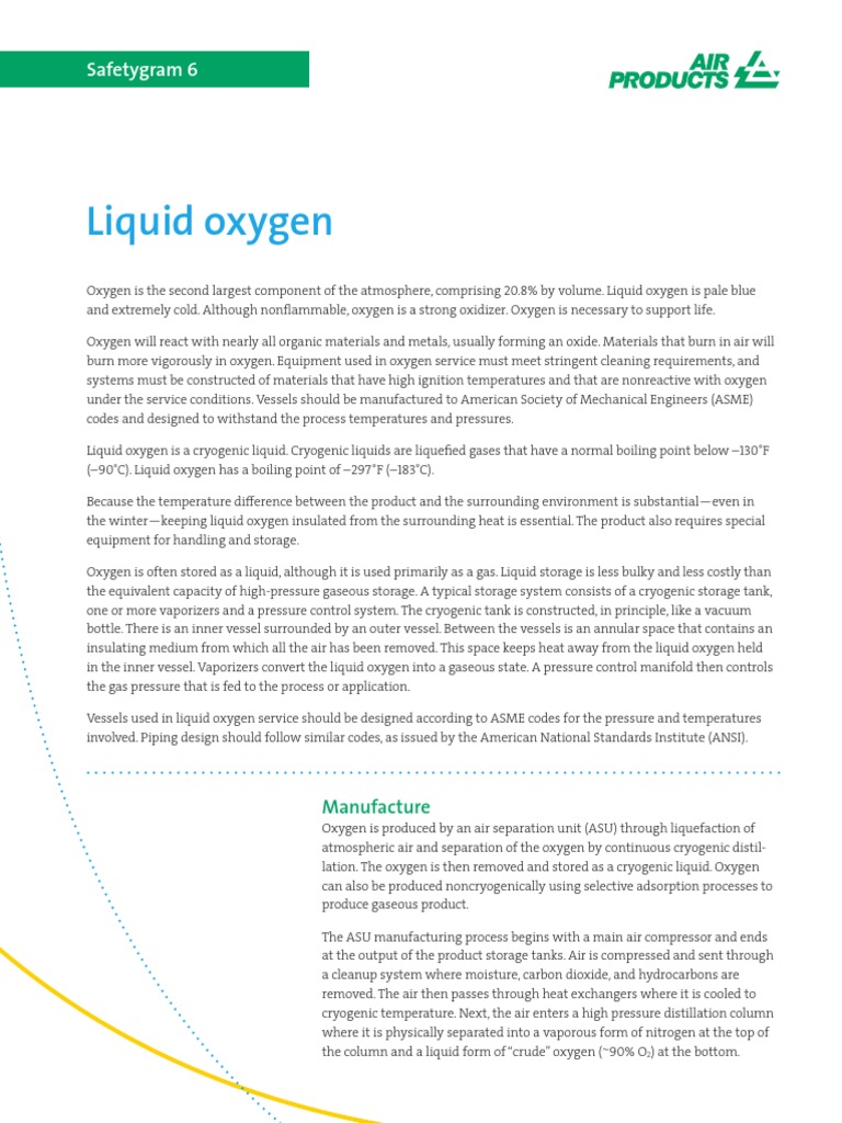 Safety Gram 6 OXYGEN | PDF | Oxygen | Liquids