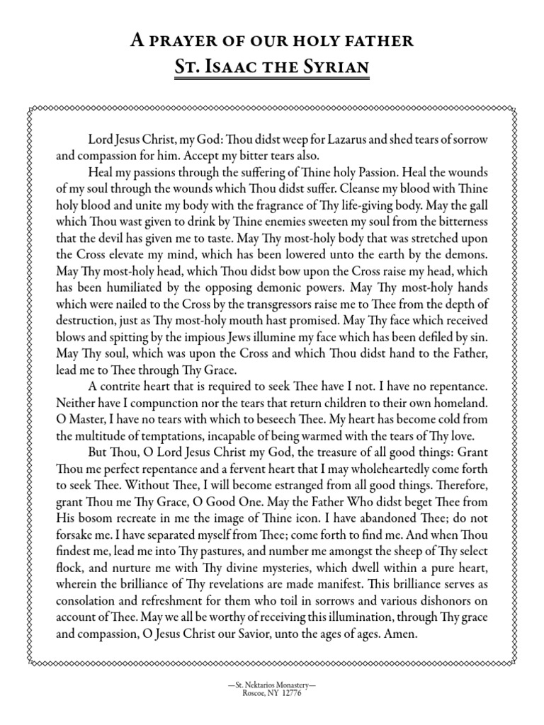 A Prayer of St. Isaac The Syrian 1 | PDF | Jesus | Thou