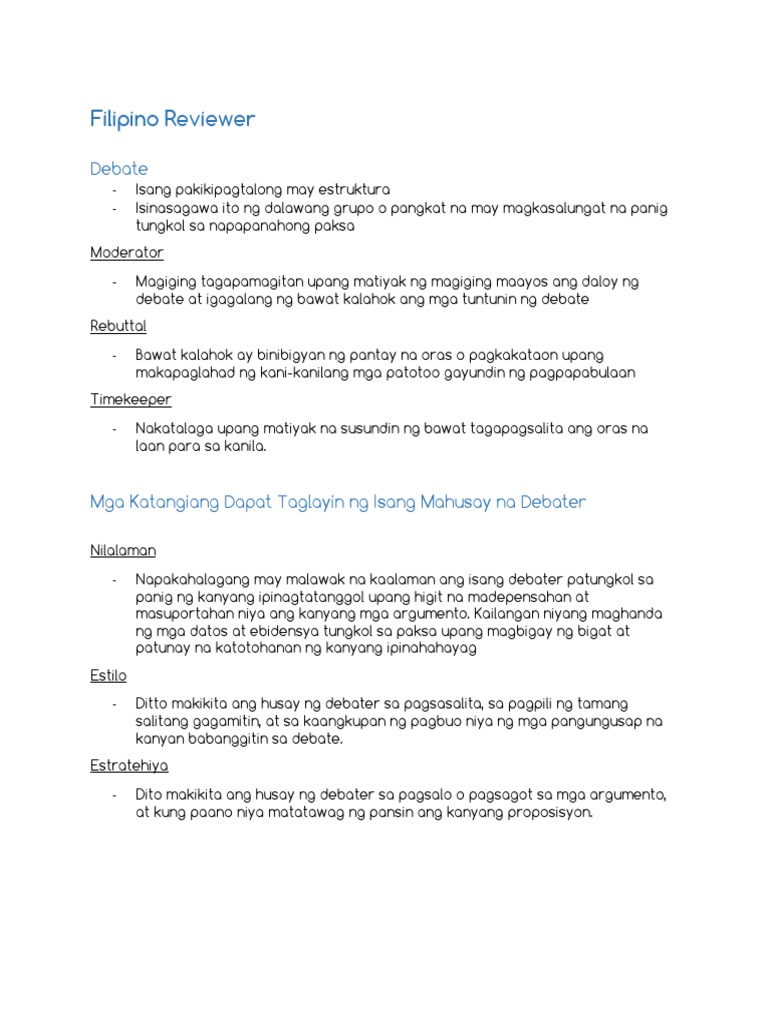 Filipino Reviewer | PDF